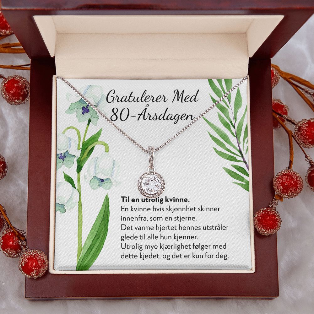 Gratulerer med 80-årsdagen - 80-årsgave til kvinne - Halskjede Eternal – Noras Gaver